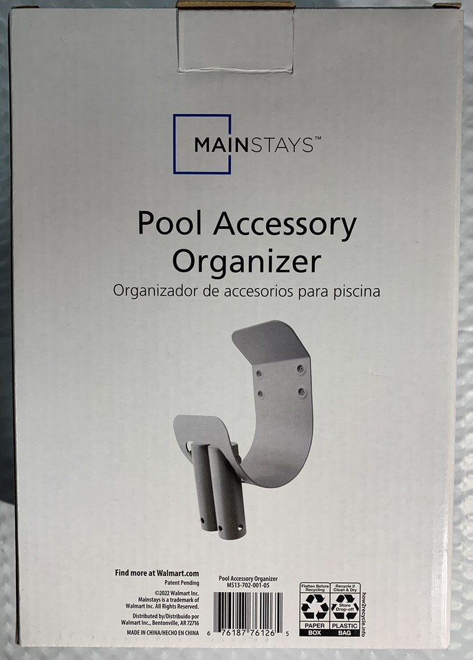 MAINSTAYS Pool Accessory Organizer Wall Hanging Rack for Pool ...