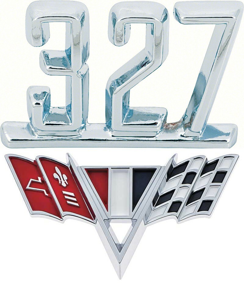 Chevy 327 V Flag Front Fender Emblem Kit Set Malibu Nova Camaro ...