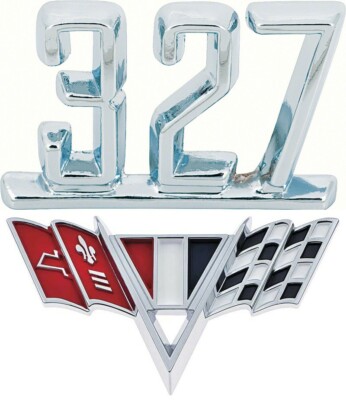 Chevy 327 V Flag Front Fender Emblem Kit Set Malibu Nova Camaro ...