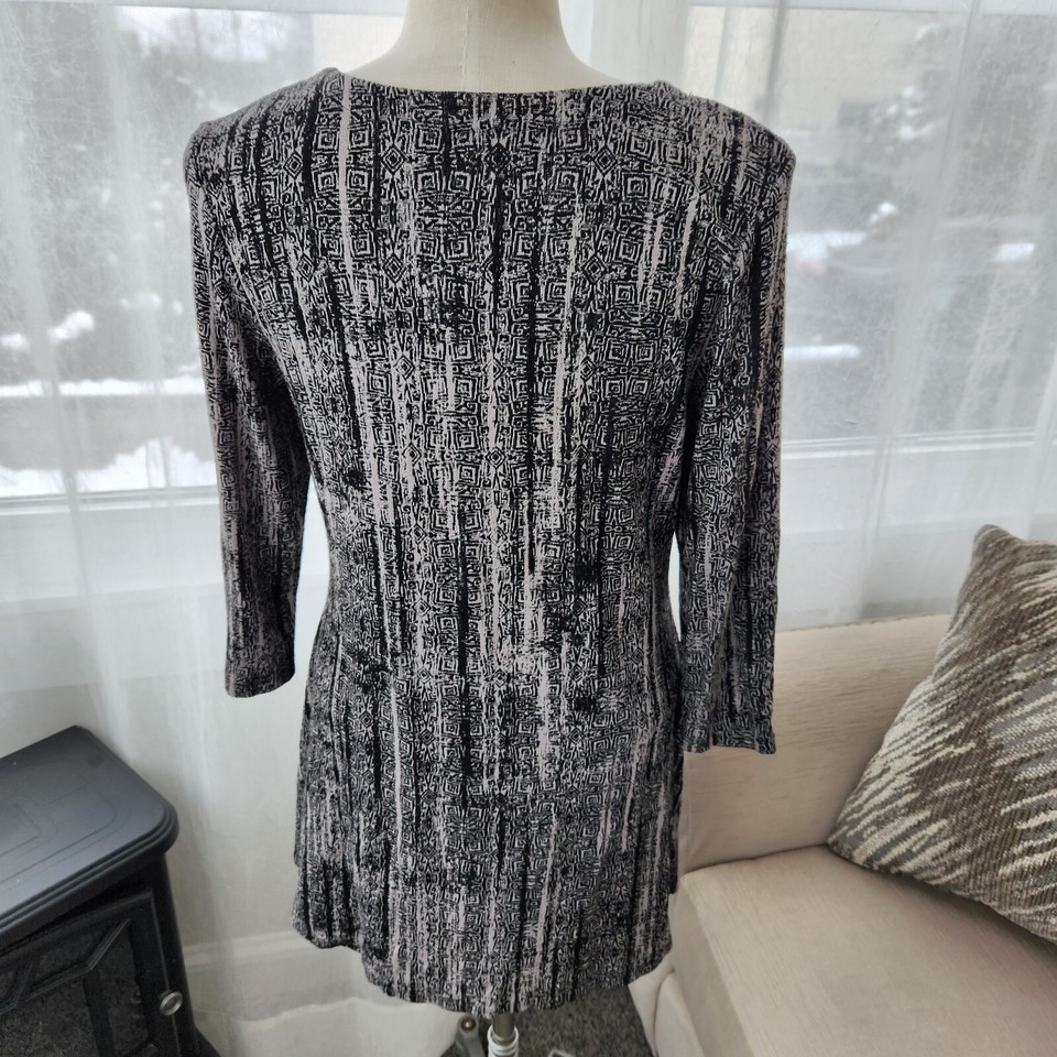 Tianello Steve Barraza S black white Tunic long Sleeves Stretchy Women ...