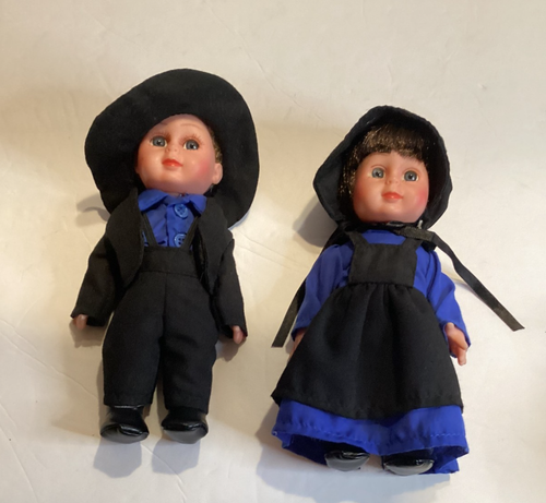 PAIR Vintage Amish Dolls Girl and Boy Sleepy Eyes 7" | eBay