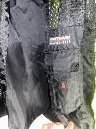FirstGear Bright Fluorescent Yellow Black Mesh Motorcycle Jacket Men's ...