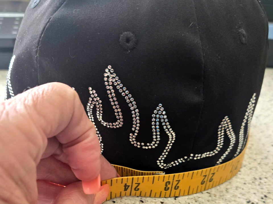 Palm Angels Jeweled Flames Fitted Baseball Cap Blk/White/rhinestones ...