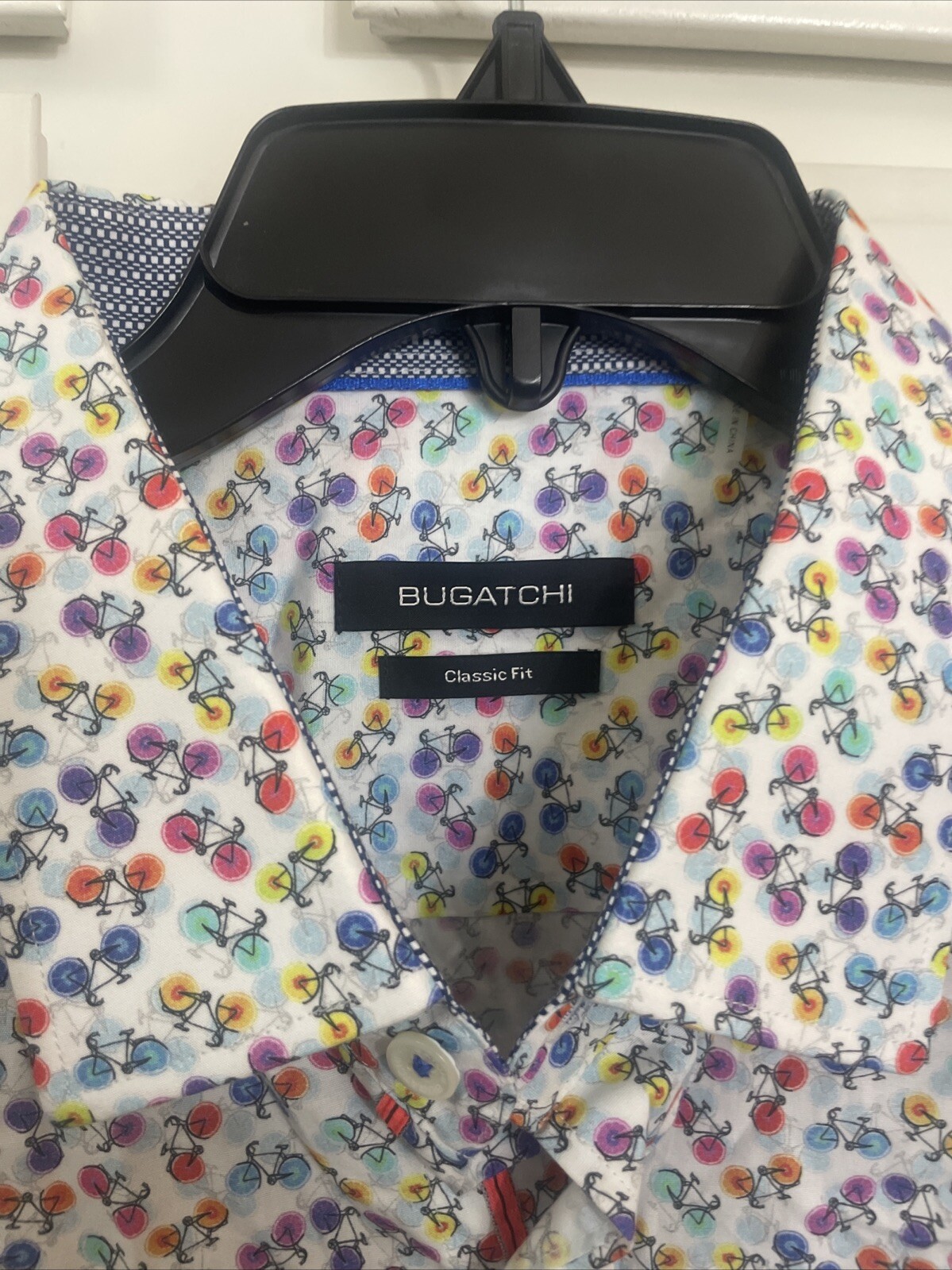 BUGATCHI Bicycle Print Classic Fit Short Sleeve Button Up Size Extra ...