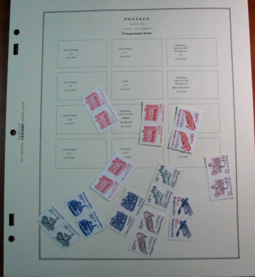 US Stamp Album Page Scott# 2451 & etc,Pairs (no 2458) Trans. S. 1990-95 ...