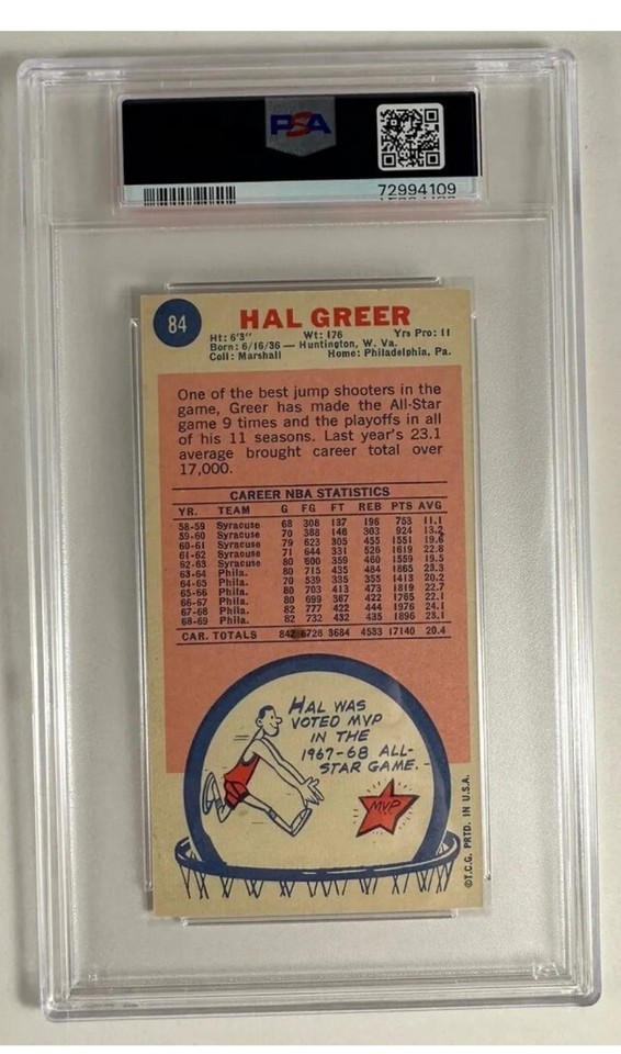 1969 Topps #84 HAL GREER #84 PSA 5.5 EX+ HOF | eBay