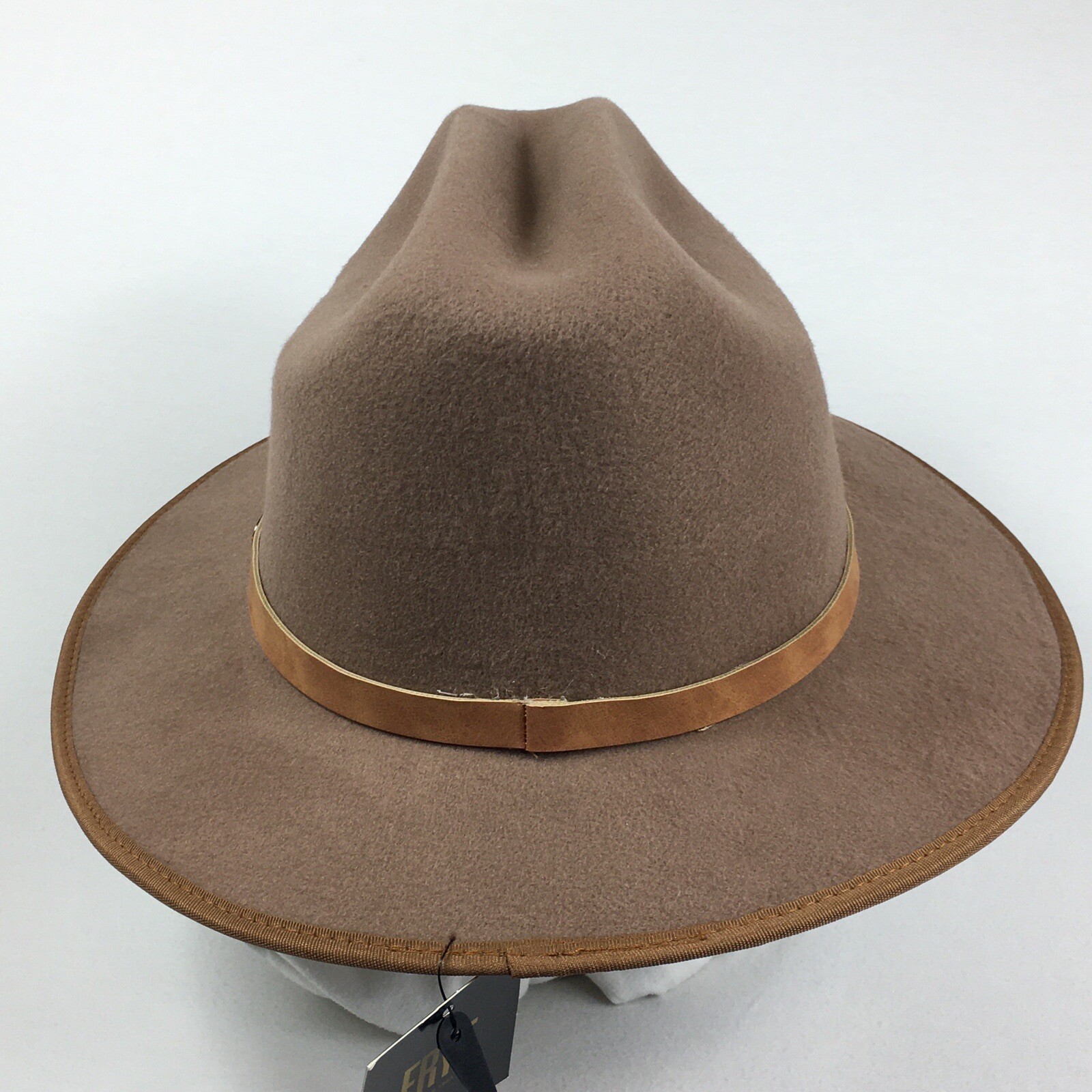 FRYE Felt Tall Crown Fedora Leather Band Stetson Hat Sz OSFM Brown | eBay