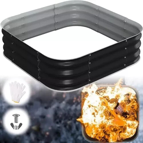 Fire Pit Ring - Large Fire Ring for Outdoor FirePits Wood 48 Inch Black ...