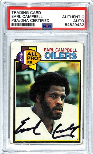 1979 Topps EARL CAMPBELL Signed Auto Oilers Rookie Card #390 PSA/DNA ...