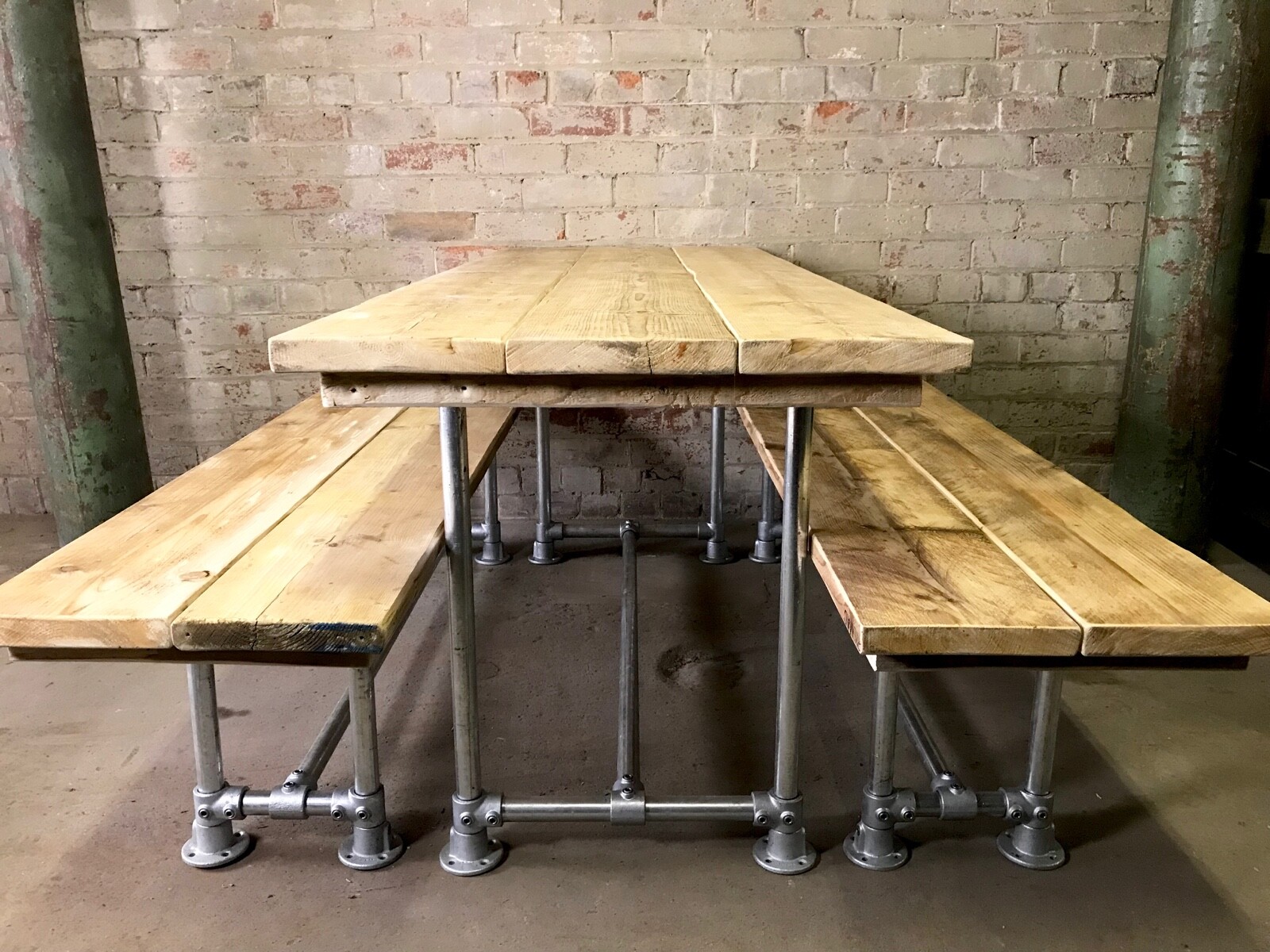 Industrial Reclaimed Scaffold Board Dining Table Steel Legs 5 feet ...