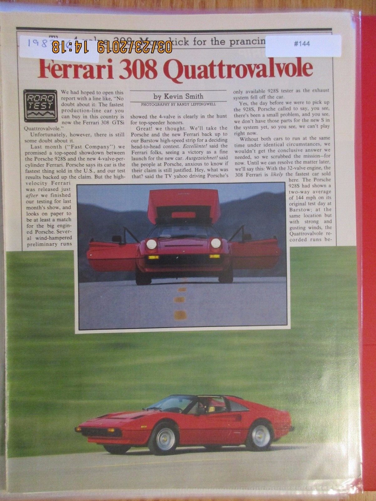 Ferrari#144 Article Road Test Ferrari 308 Quattrovalvole June 1983 5 ...