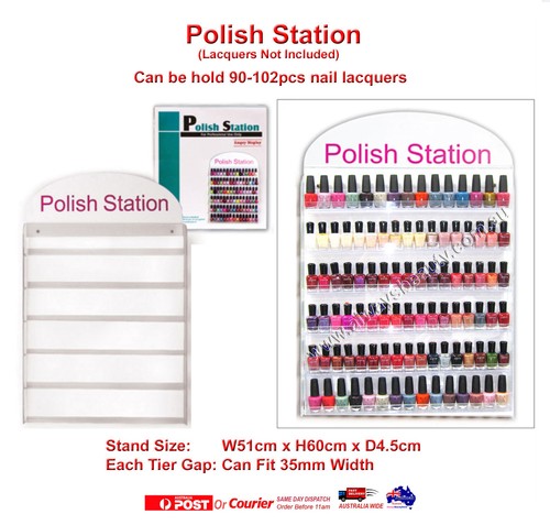 Nail Polish Display Stand Hold 90 -102 Bottles Wall Mount Acrylic Rack ...