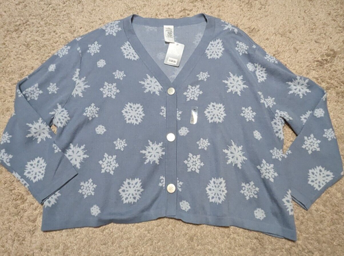 Disney Parks Womens Sz 3X Frozen Elsa Cardigan Sweater Snowflake ...
