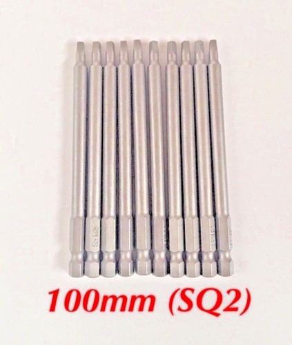 10pc 100mm Long Magnetic SQ2 R2 Square Screw Bit Impact Driver Drill ...