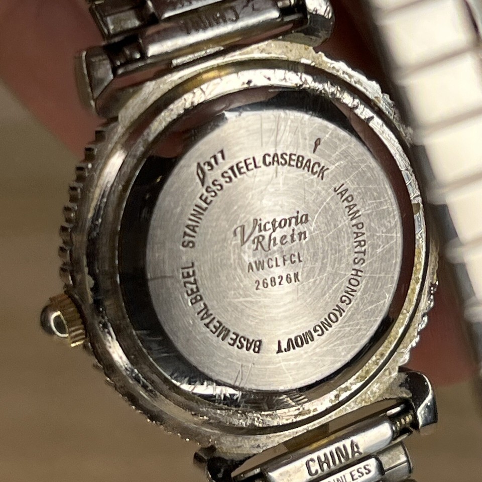 Victoria Rhein Women's Silver & Gold Toned Analog Watch Stretch Band ...