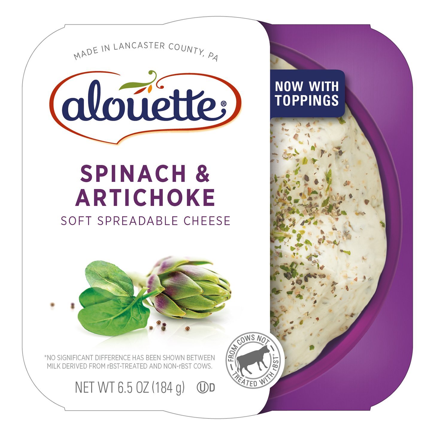 ALOUETTE Spinach and Artichoke Spreadable Cheese, 6.5 Ounce (Pack of 6 ...