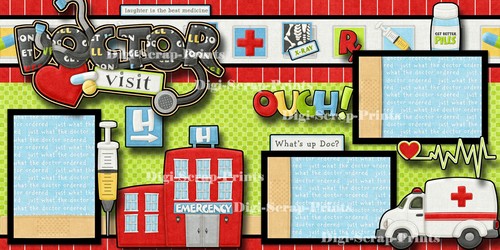 DOCTOR VISIT 2 premade scrapbook pages paper piecing layout SICK ...