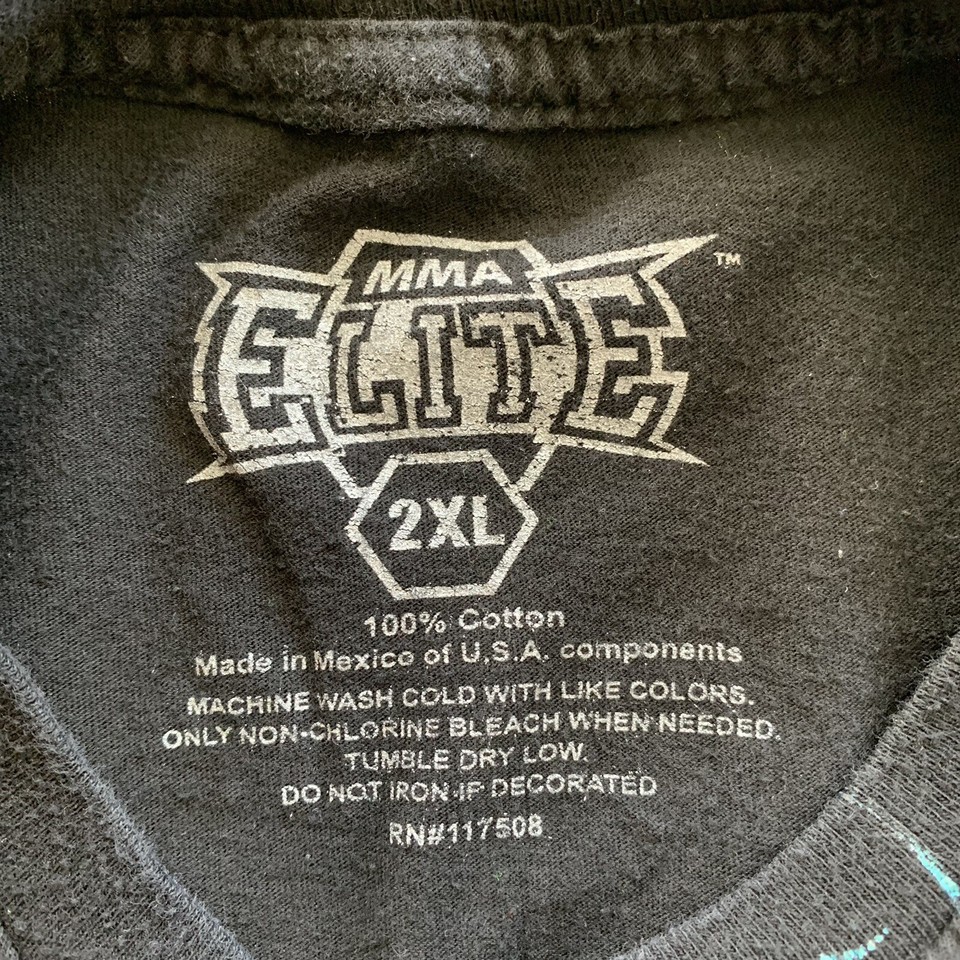 MMA Elite Shirt Mens XL Black Skulls Cross Distressed Short Sleeve Crew ...