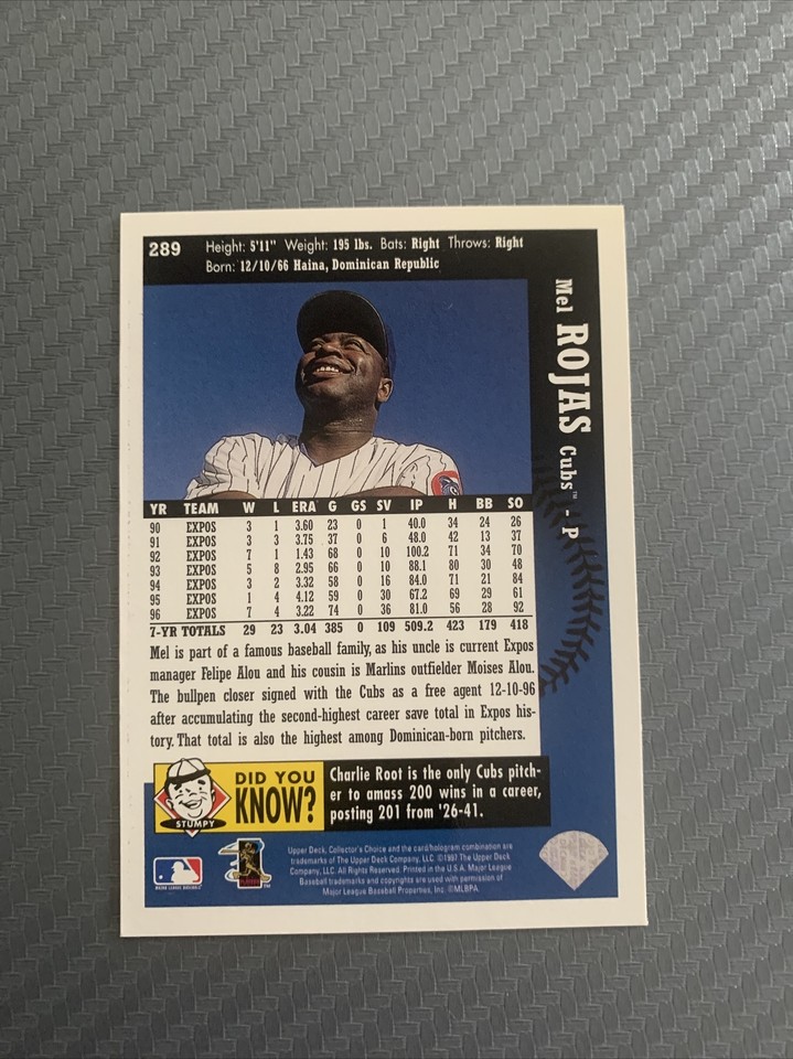 1997 Collector's Choice Baseball Card #289 Mel Rojas | eBay