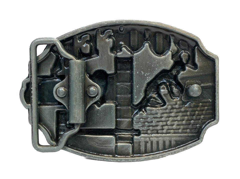 Roofer Construction Belt Buckle Pewter/Epoxy 3.5”x 2.25” Fits Belts Up ...