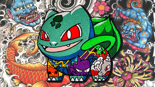 YAKUZA POKEMON BULBASAUR EMBROIDERED VELCR0 PATCH HOOK/LOOP CUSTOM ...