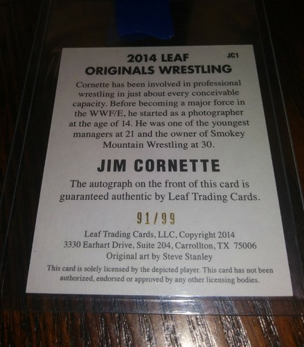 Jim Cornette 2014 Leaf Originals Wrestling JC1 On Card Auto Signed 91/ ...