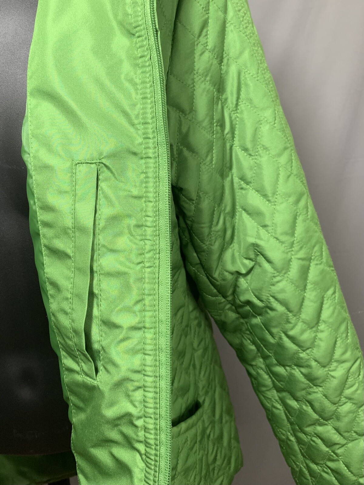 Green Quilted Jacket Womens Small Weather Tamer Pockets Zip Up Neck ...