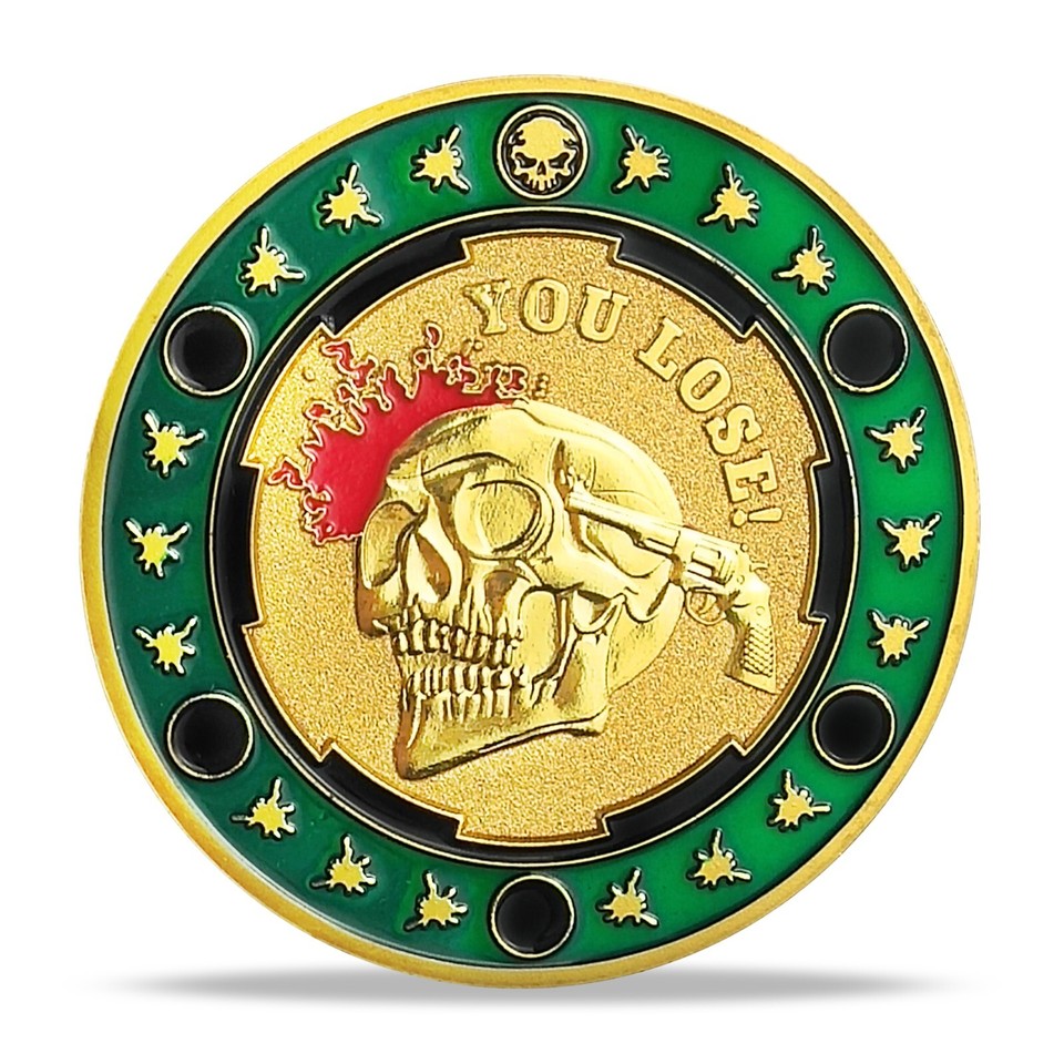 Good Luck Skull Challenge Coin I Win You Lose Double sided Heads Or ...