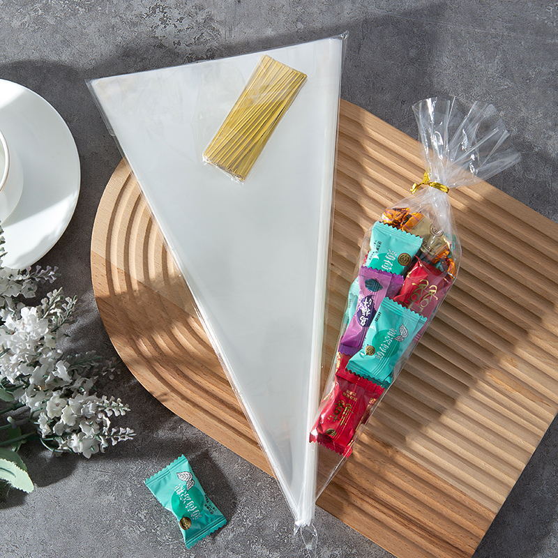 50/100PCS Transparent Candy Bags Triangle Snack Bag Cookie Packaging ...