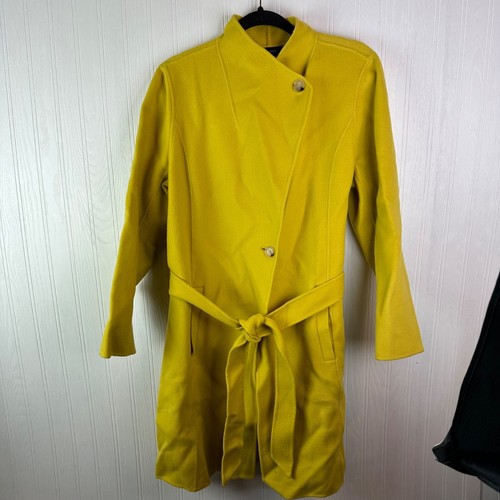 Talbots Yellow Wool Tie Waist Coat size 14 Petite | eBay