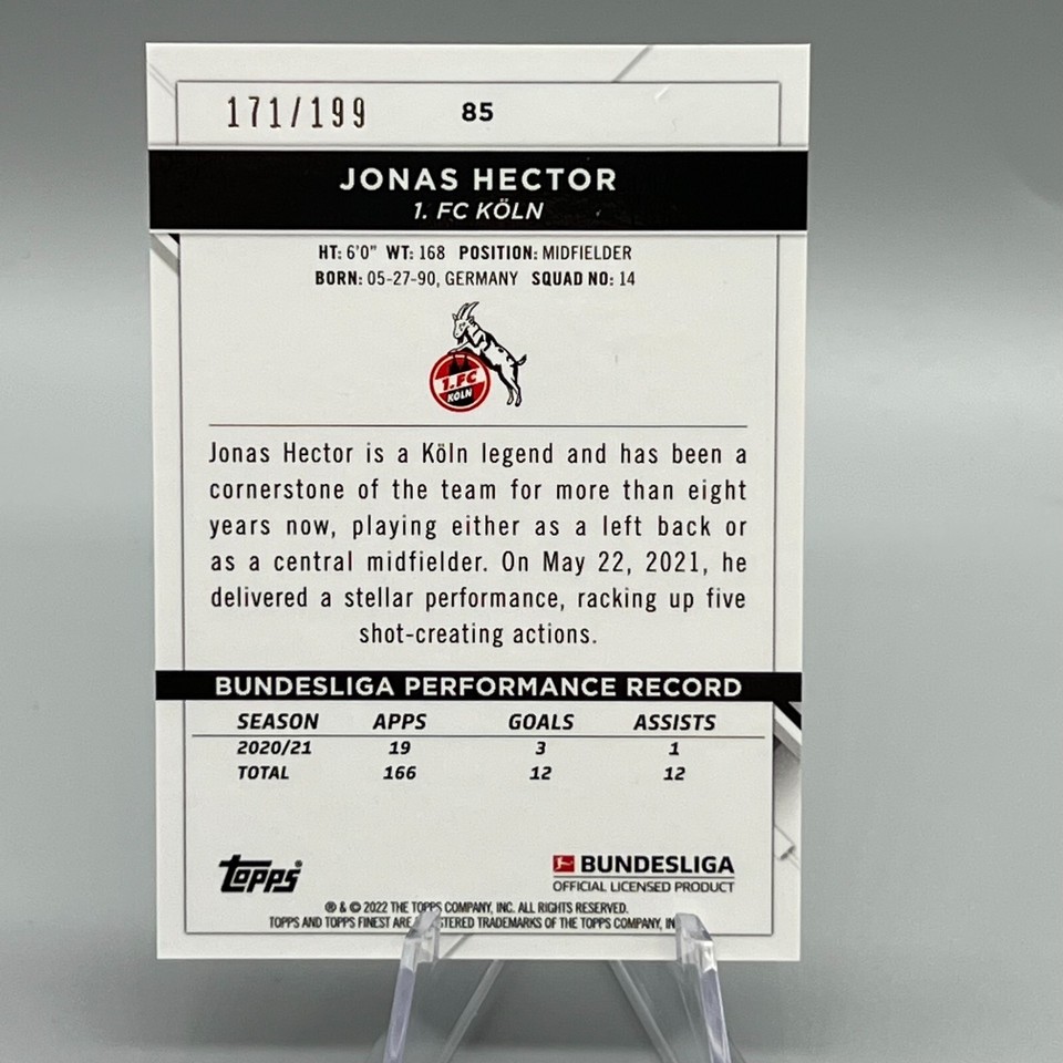 2021-22 Topps Finest Bundesliga #85 Jonas Hector /199 - 1. FC KÖLN | eBay