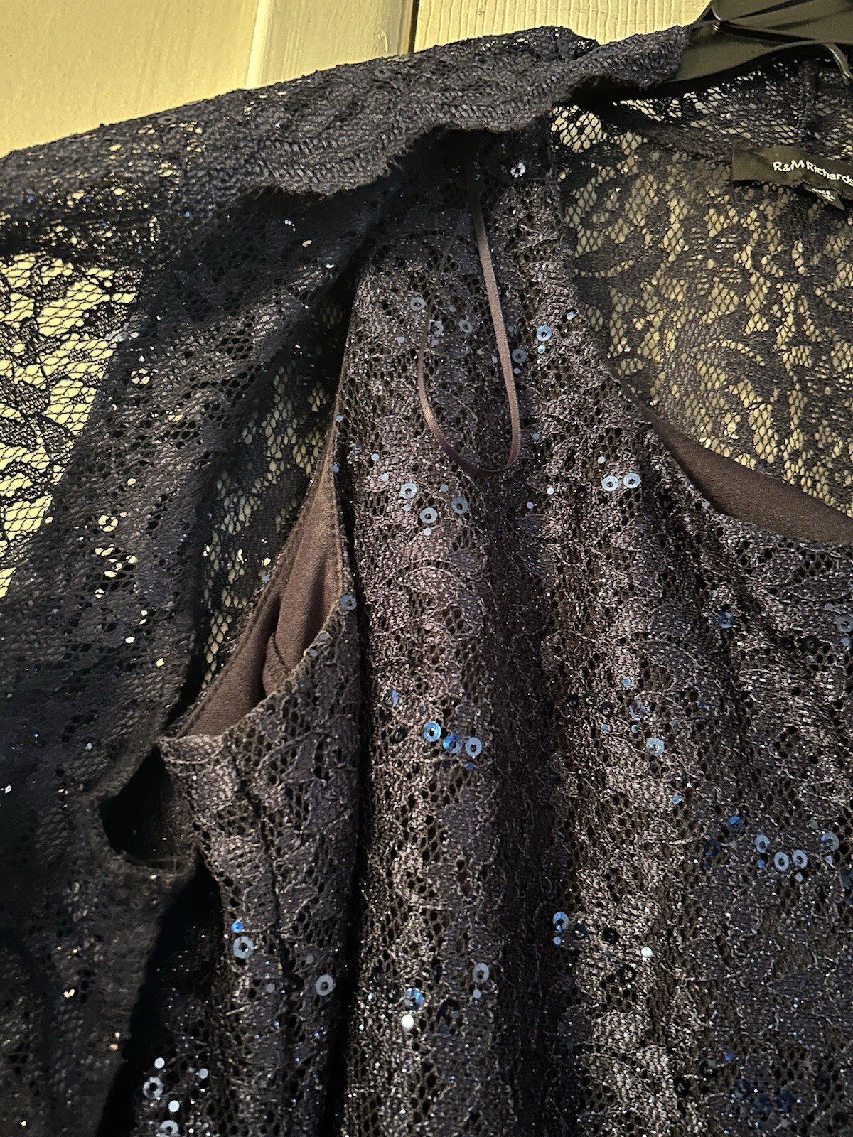 R&M Richards Women's Lace Duster Jacket, Solid Pantsuit Set, Navy Blue ...