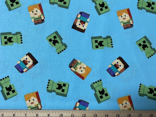 MINECRAFT Blue, 1/4 Yard (9” x 43”) 100% Cotton Fabric, New | eBay