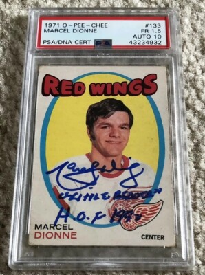 1971 O-PEE-CHEE #133 MARCEL DIONNE SIGNED ROOKIE CARD HOF 92 PSA FR 1.5 ...