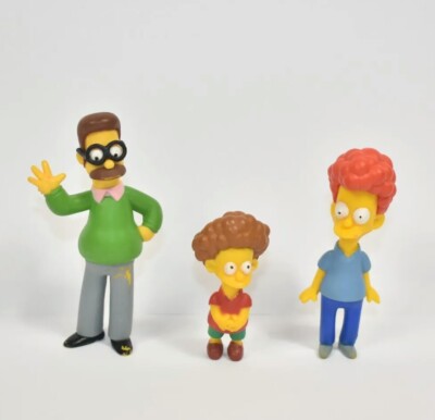 The Simpsons 3x Figures Toy Ned Flanders Rod Todd 2005 Fox Cake Toppers ...