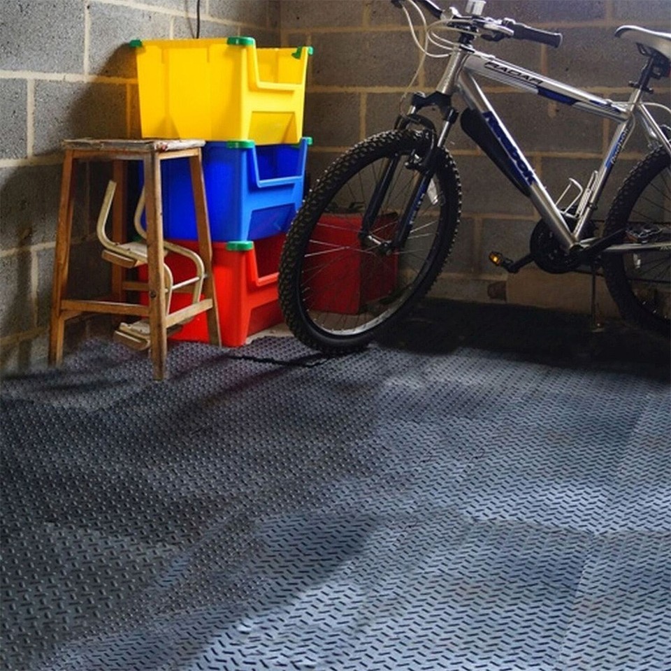 10x Interlocking Alpha Tiles Recycled Rubber Van Garage Shed Utility ...