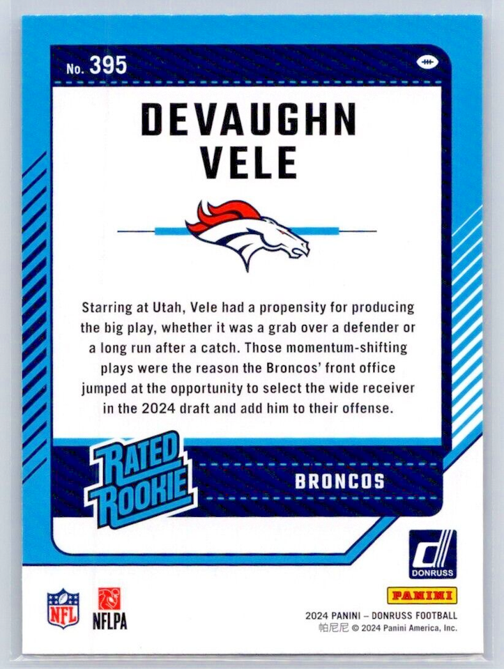 2024 Donruss Football - Devaughn Vele - Denver Broncos - RC - #395 | eBay