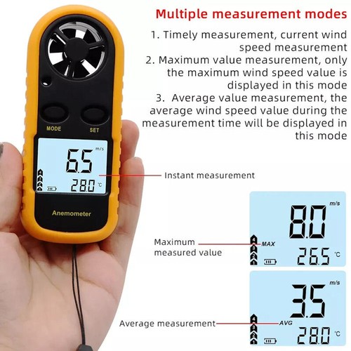 Anemometer/Thermometer Handheld Backpacking/Mountaineering/Wind Turbine ...