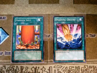 YUGIOH HAMMER SHOT SOD RARE 1ST + SMASHING GROUND YS15 SHATTERFOIL 1ST ...