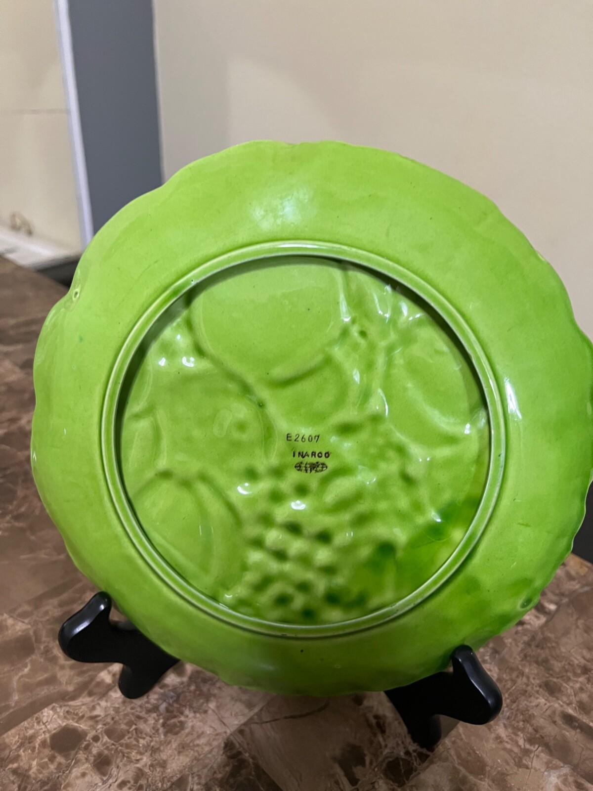 VTG 1960's INARCO Majolica Japan 9 1/2" Plate Green Embossed Fruit ...