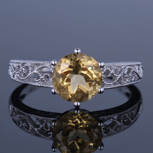 7.5-8mm Simply Stunning Citrine Silver Plate 1.6ct Fine Gem Ring ...