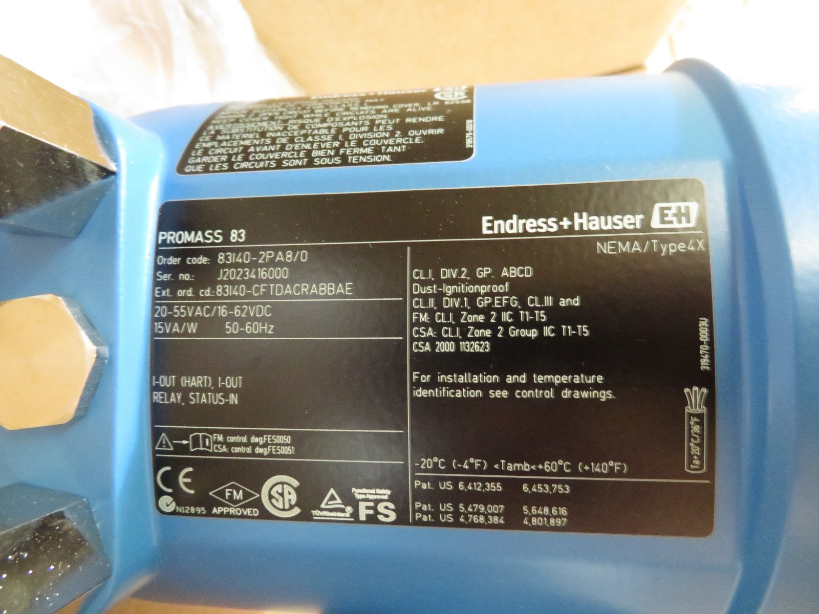 1.5" Endress Hauser Promass 83I40-CFTDACRABBAE Tri-Clamp Titanium Flow ...