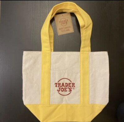NEW YELLOW TRADER JOE’S LIMITED EDITION MINI SMALL CANVAS BAG HANDBAG ...