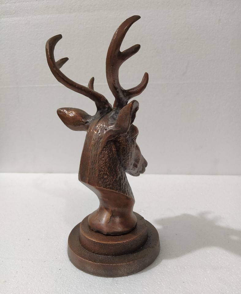 Decorative Metal Deer Head Statue Sculpture Figurine Copper Antique ...