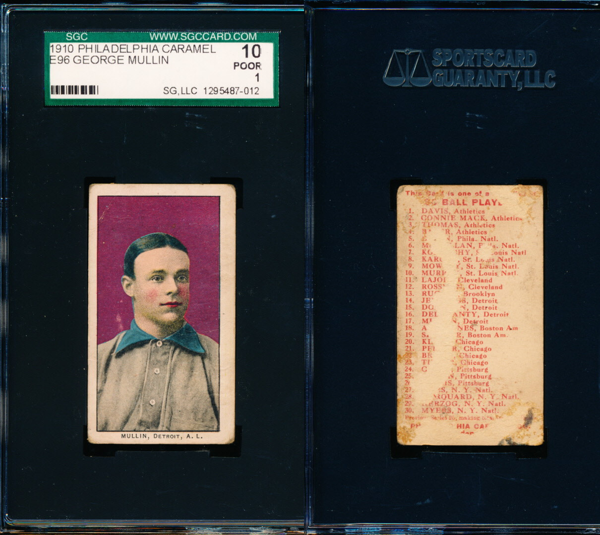 1910 E96 Philadelphia Caramel #17 - George Mullin portrait - SGC 10 ...