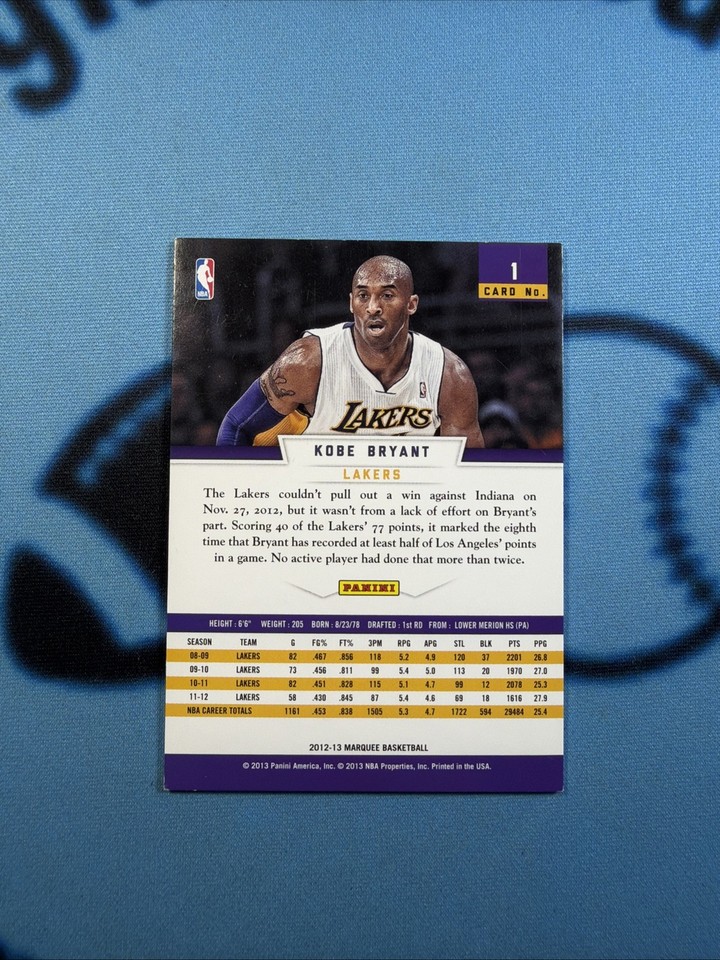 KOBE BRYANT 2012-13 PANINI MARQUEE #1 RARE! LAKERS | eBay