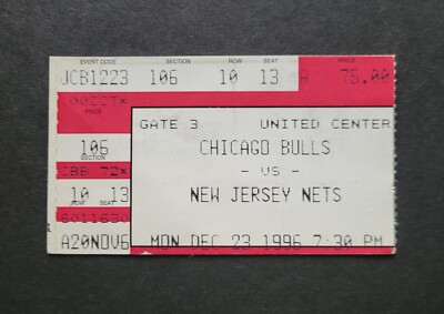 Chicago Bulls vs N.J. Nets 1996 Basketball Ticket Stub Michael Jordan ...