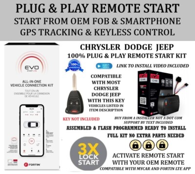SMARTPHONE PLUG & PLAY 3X LOCK REMOTE START FITS DODGE RAM GAS 2007 ...