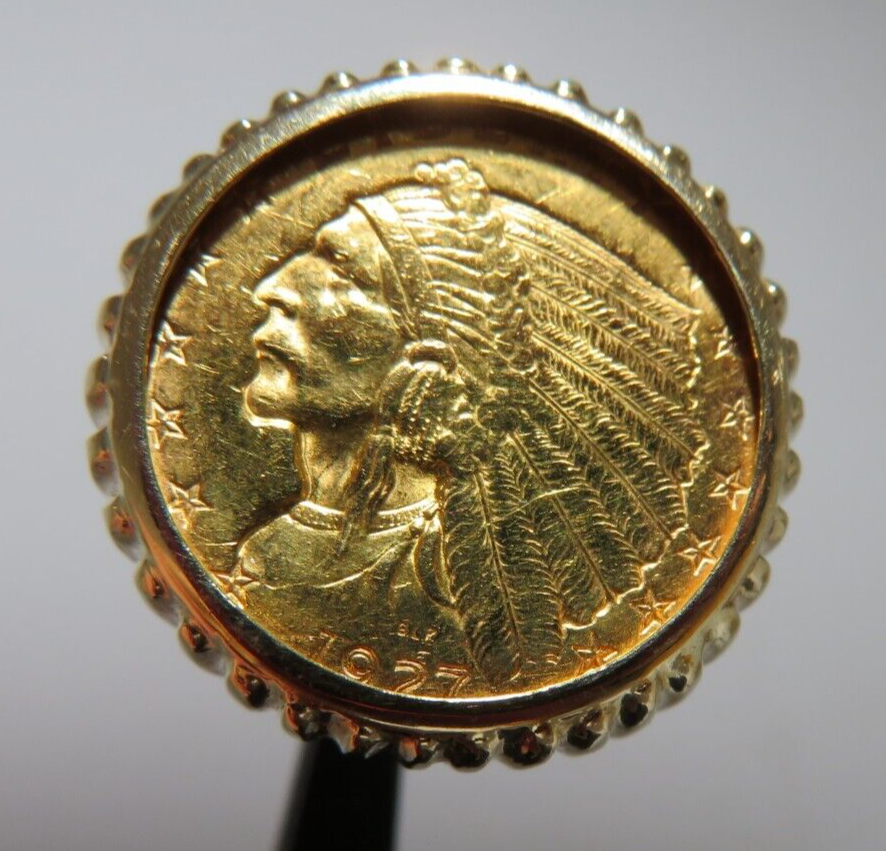 14K YG /21.6 K YG BUFFALO 2 1/2 DOLLAR GOLD COIN RING SZ 5 12.29 grams ...