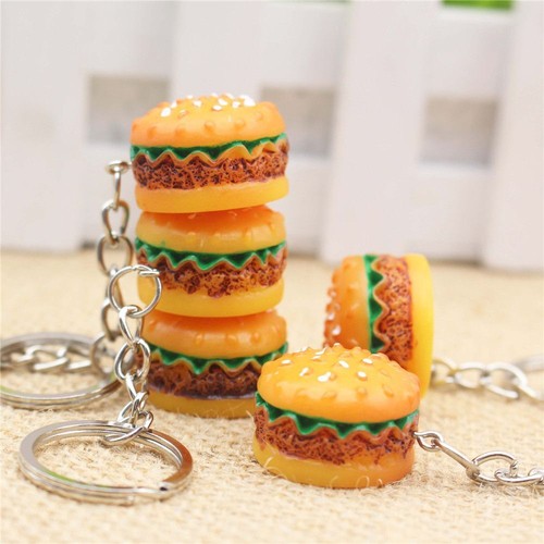 Funny Gift Bag Pendant 3D Burger Hamburger Key Chains Food Mini Resin ...